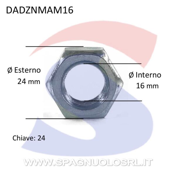 Dado Esagonale Medio Zincato Passo Grosso M16 - VITI DADZNMAM16 ...