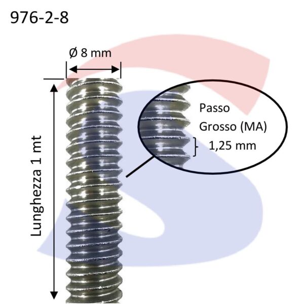 Barra Filettata Inox M8 da 1 mt - INOX 976-2-8 - Spagnuolo S.R.L.