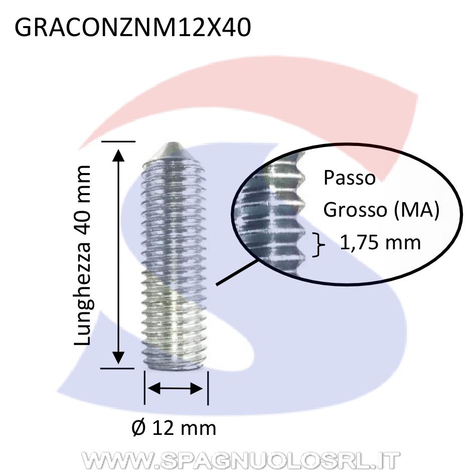 Vite senza Testa (GRANO) con Estremità Conica Zincata 12X40 - VITI ...