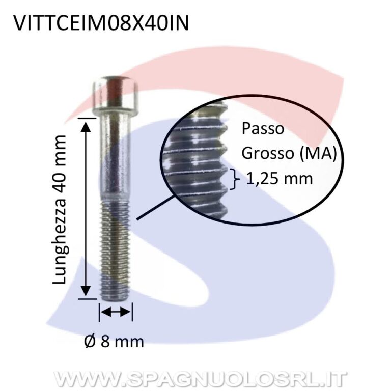 Vite TCEI Inox Parzialmente Filettata 8X40 mm - VITI VITTCEIM08X40IN ...