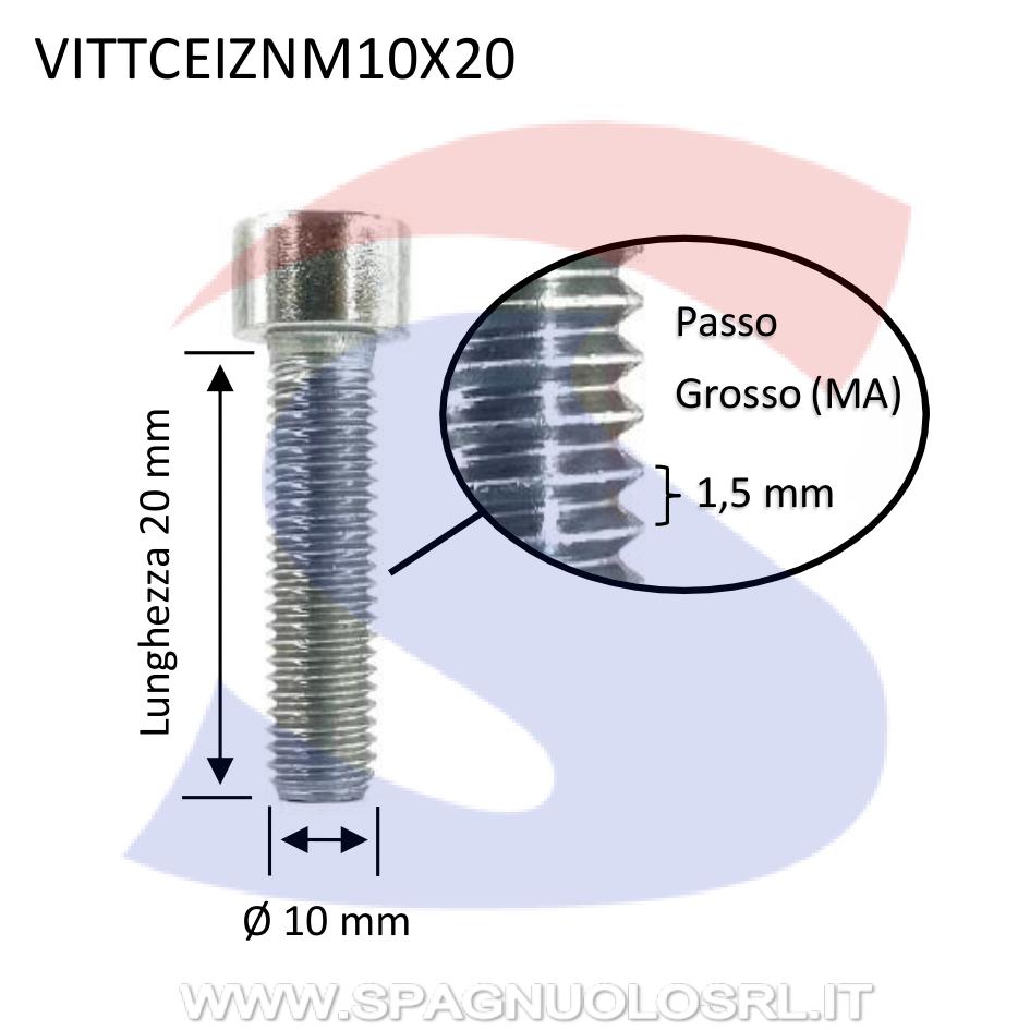 Vite TCEI 8.8 Totalmente Filettata Zincata 10X20 mm - VITI ...