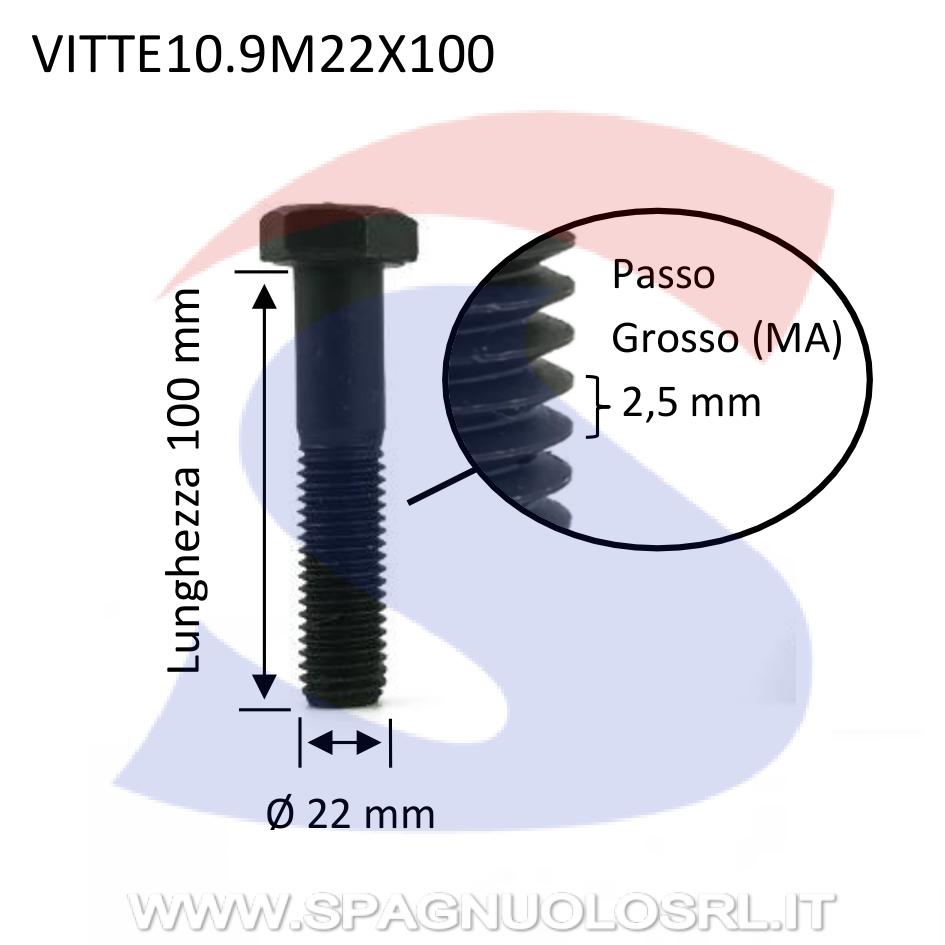 Vite TE 10.9 Parzialmente Filettata Brunita 22X100 mm - VITI VITTE10 ...
