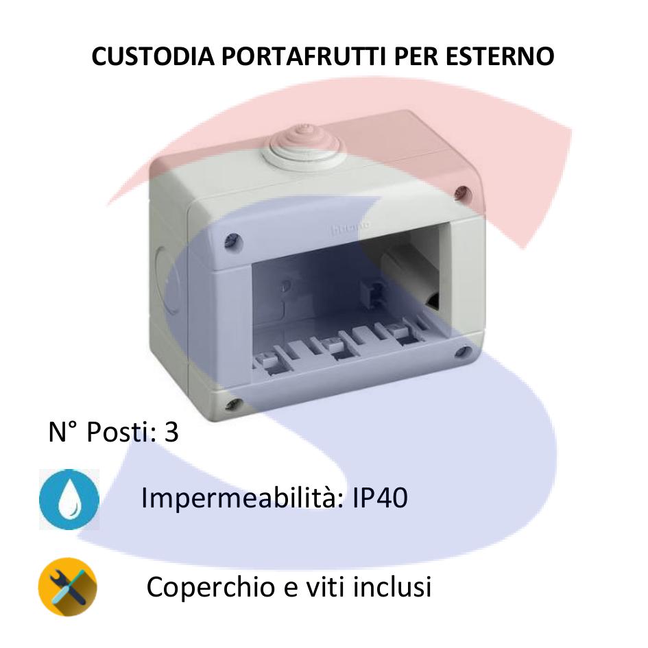 Cassetta portafrutti da esterno 100x76x55 mm 3 posti - BTICINO 25403 ...