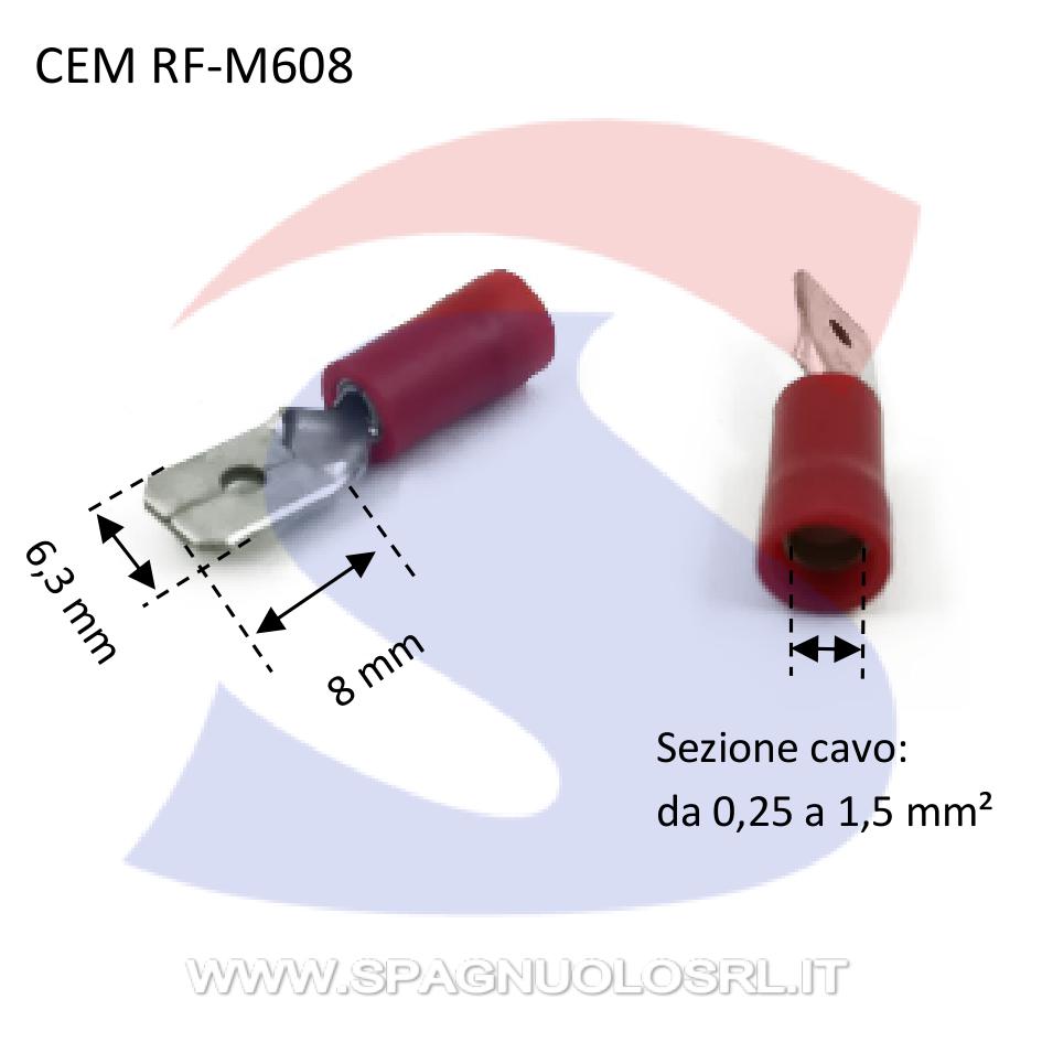 Faston maschio isolato Rosso con lama di 6,3 x 8 mm sez.1,5 - CEMBRE RF ...